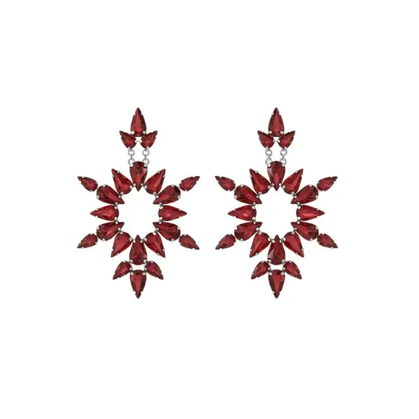 ISKRA Silver / Red Crystal Dew Earrings Silver & Red - Silver/red