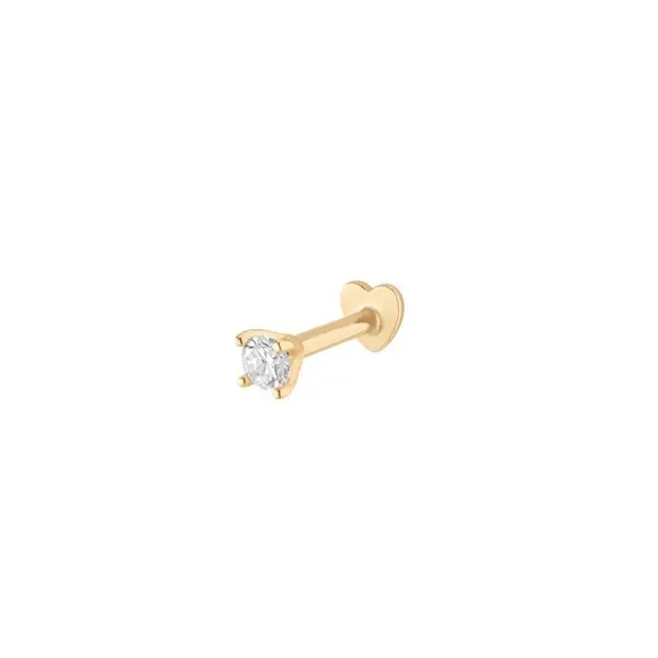 VANCHI 14k Solid Yellow Lab-grown Diamond Prong Set Flat Back Stud 2mm - Gold