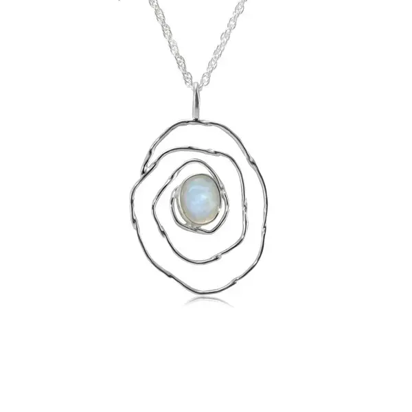 ISLA SILVER Spiral Moonstone Pendant Necklace - Silver