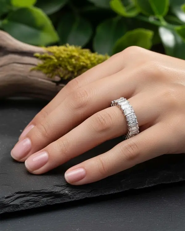 THE JEWELZ Silver / Neutrals / White Radiant Row Silver Ring - Silver/white