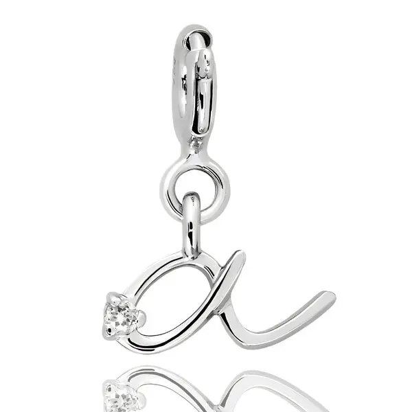 HINCH & LIU Sterling Initial Charm With Lab Grown Diamond – Personalized Letter Charm - Silver