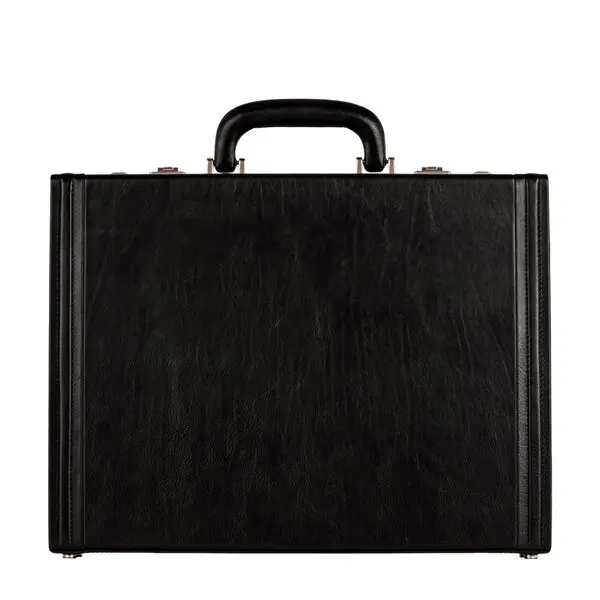 TIME RESISTANCE Leather Attaché Case Briefcase Fatherland - Black