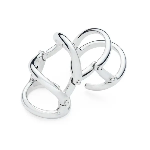 LUCY QUARTERMAINE Silver / Gold Sterling Silver Drop Armour Ring Double Hinge - Silver/gold