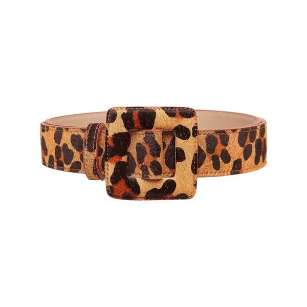 BELTBE Mini Square Buckle Belt Leopard - Brown