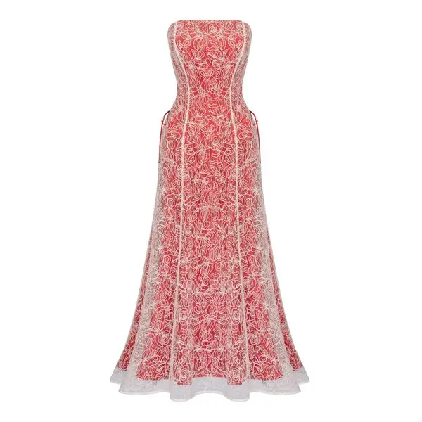 ELSAVA Scarlet Bloom Corset Dress - Red