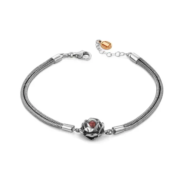 UNALOE Silver / Red Blackstar Sterling Silver Bracelet With Natural Ruby – Handcrafted Jewelry - Silver/red