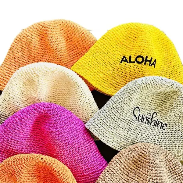 SPRINGMOONATELIER Neutrals Summer Festival Bucket Hats - Orange