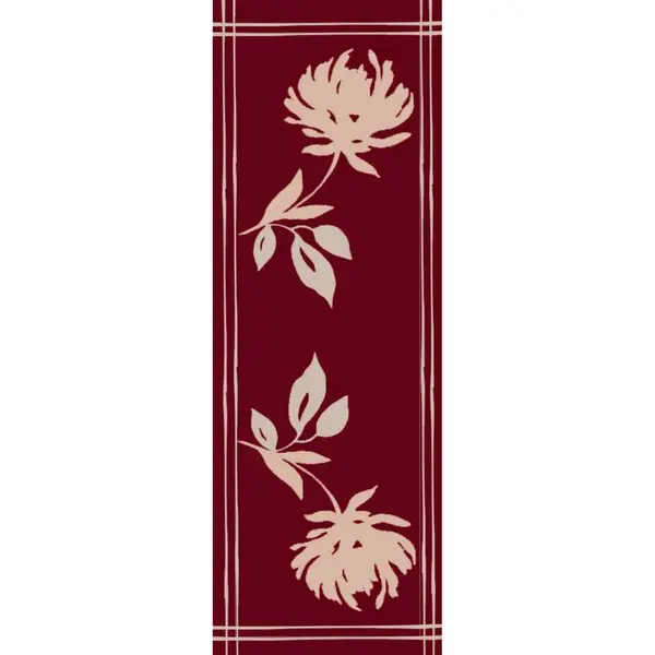 HERITAGEMODA Neutrals Hand-painted Wool-silk Scarf – Deep Burgundy With Soft Nude Floral Accents - Red