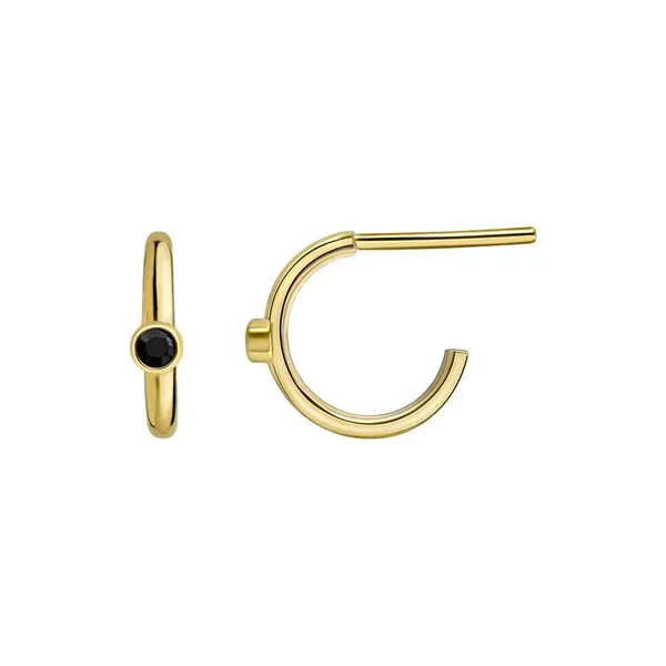 TORY LONG Black Sapphire Hoops - Gold