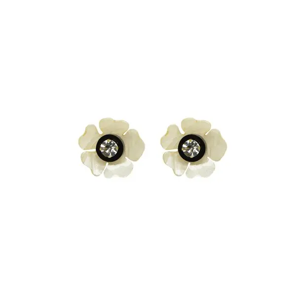 GISSA BICALHO Neutrals Handmade Acrylic Earring Camelia - Black