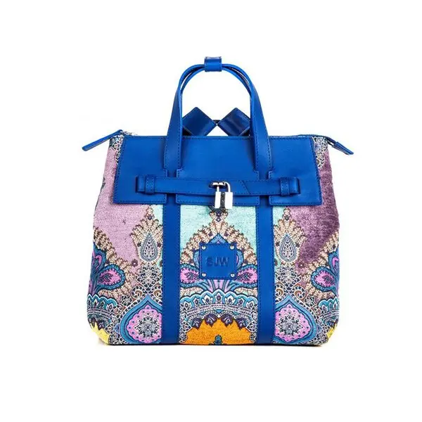 SJW BAGS LONDON Marlowes Velvet Bag - Blue
