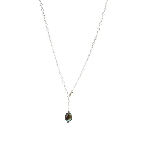AMONTA Grey Diamond & Peacock Pearl Necklace - Silver