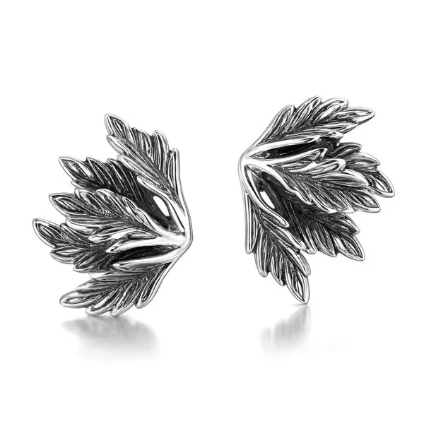 UNALOE Sterling Leaf Stud Earrings – Contemporary Botanical Designer Jewelry - Silver