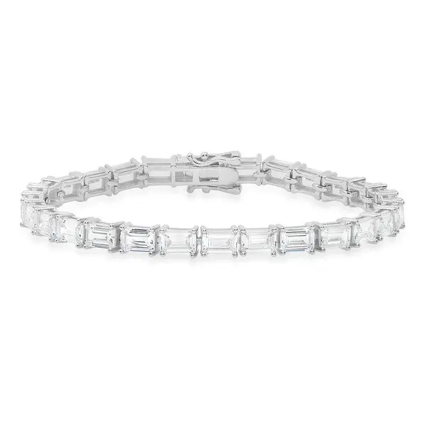 KYLIE HARPER Emerald Cut Diamond Cz Tennis Bracelet In Sterling - Silver