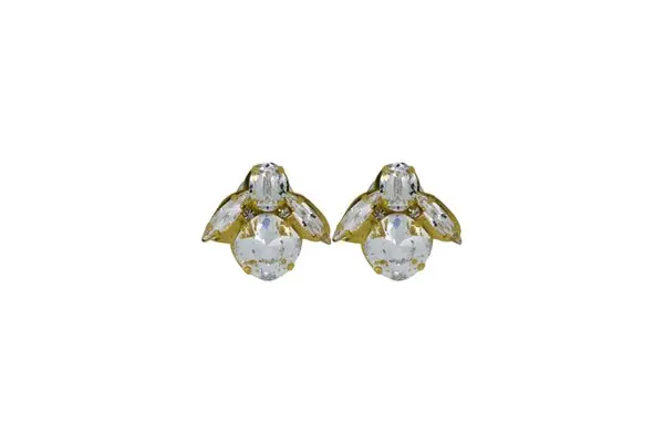 VICKISARGE Neutrals The Baby Clear Bee Earrings In Gold Clip - Yellow