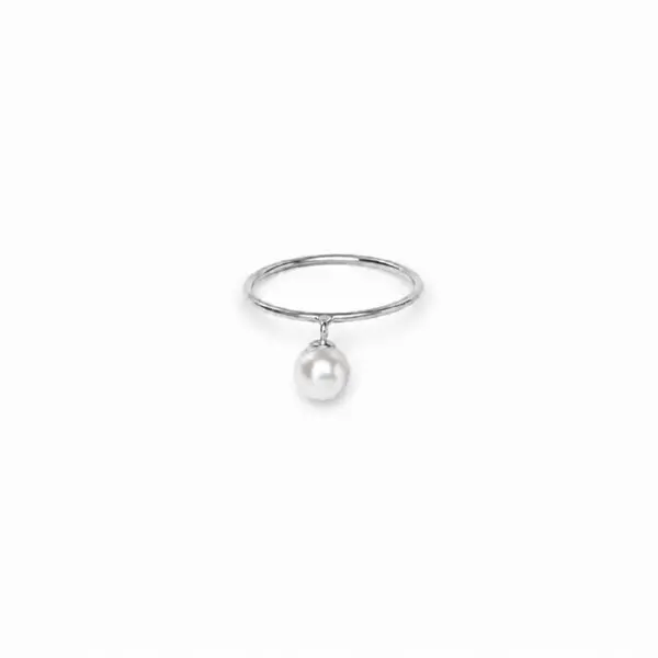 SILVER MOON Pearl Light Sterling Ring - Silver