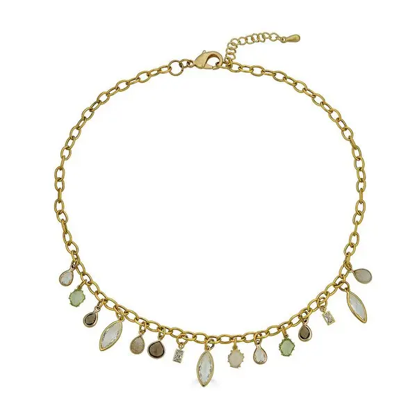 LONI PAUL JEWELRY Single Strand Gemstone Charm Necklace - Gold