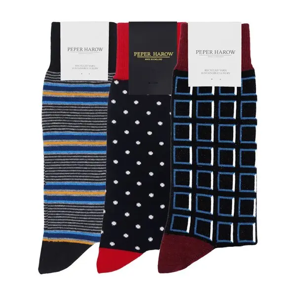 PEPER HAROW - MADE IN ENGLAND Socks Bundle Three Pairs - Black