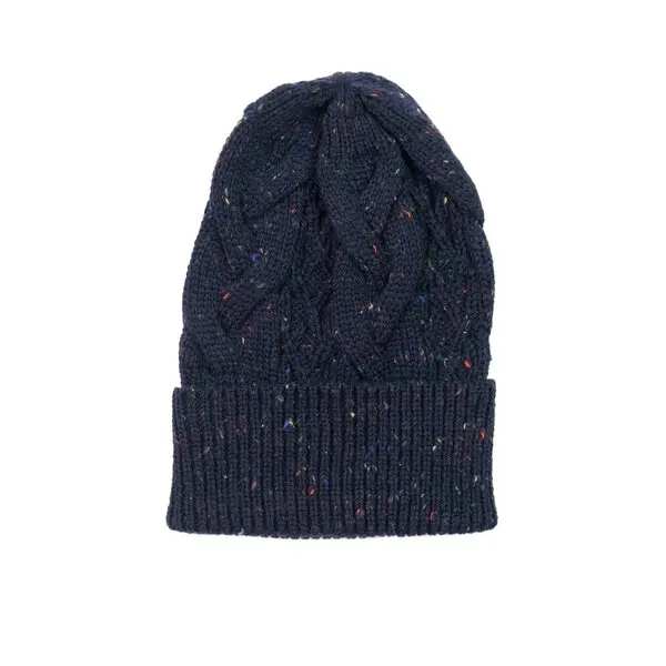 GIGI KNITWEAR Cable Hat In Navy Speckle - Blue