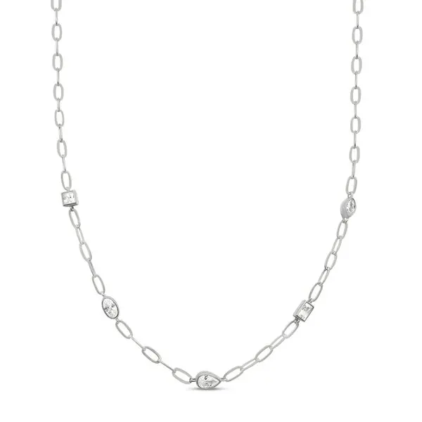 CLEMENCE WREN Asymmetric Gemstone Necklace - Silver