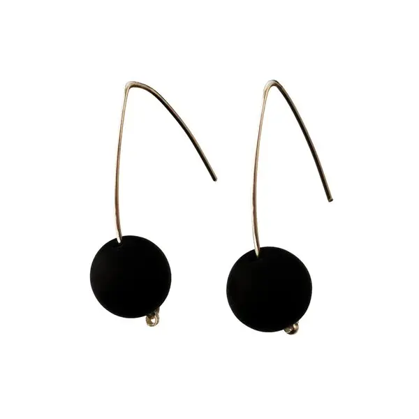 LAURA DAILI Black / Silver Black Pearl Glass Drop Earrings - Black/silver