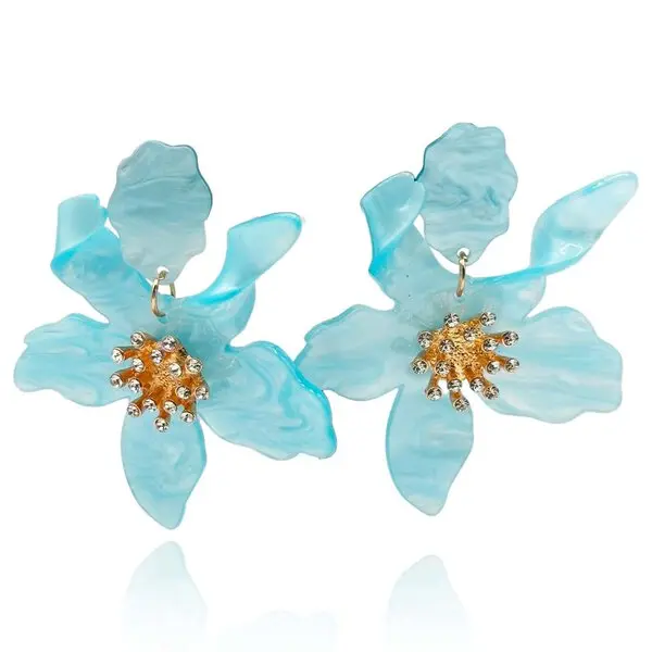 MICHAEL NASH JEWELRY Neutrals / Aurelia Aqua Floral Resin Drop Earrings - Blue
