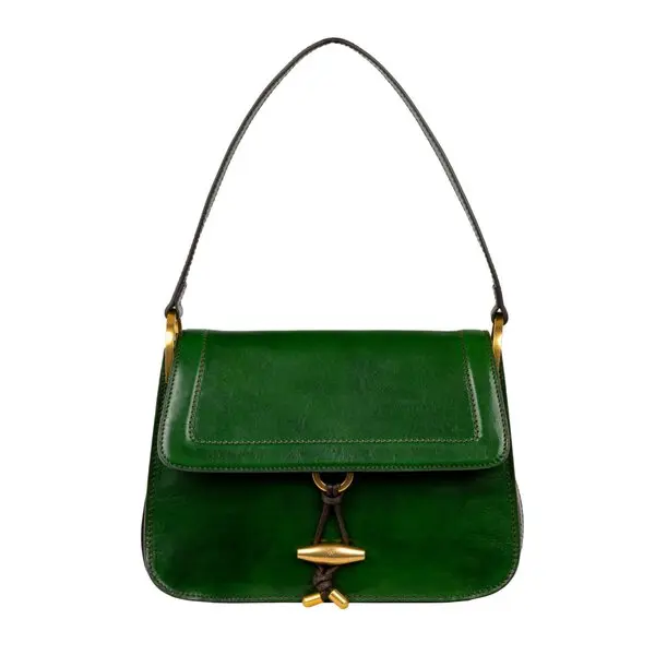 TIME RESISTANCE Leather Flap Bag Possession - Green