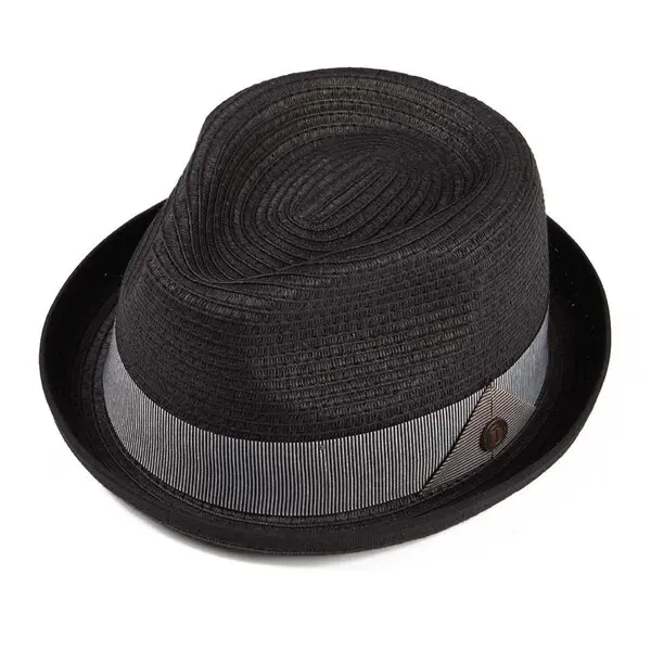 DASMARCA HATS Dasmarca Andy Short Brim Trilby Retro Summer Skimpy Brim Straw Braided Hat - Black