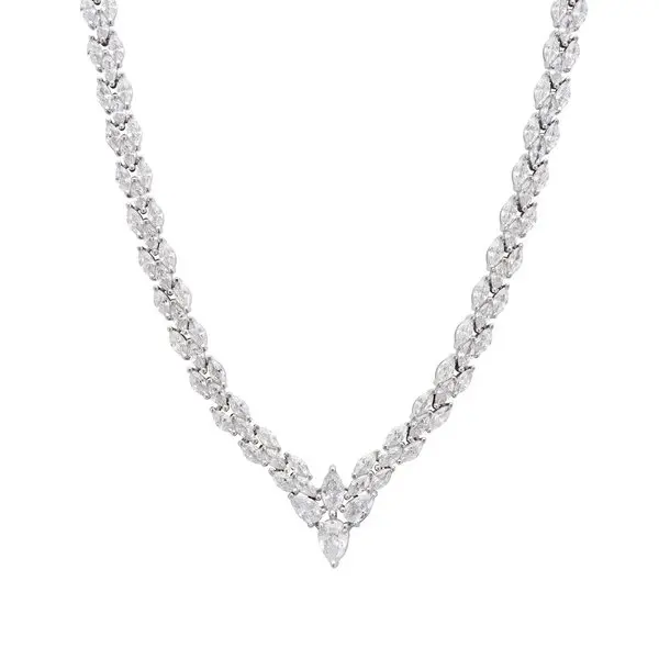 LATELITA Silver / White Petal Tennis Necklace Silver - Silver/white