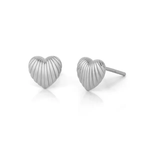 NELLOU JEWELLERY Heart Beam Stud Earrings Sterling - Silver
