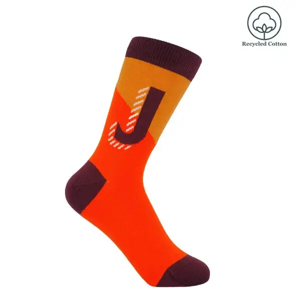 PEPER HAROW - MADE IN ENGLAND Alphabet ’s Socks – J - Orange