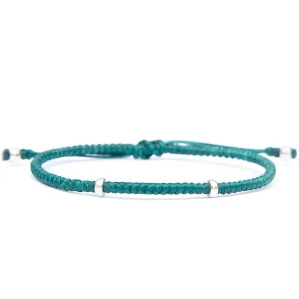 HARBOUR UK Equilibrium Silver Rope Bracelet Aqua - Green