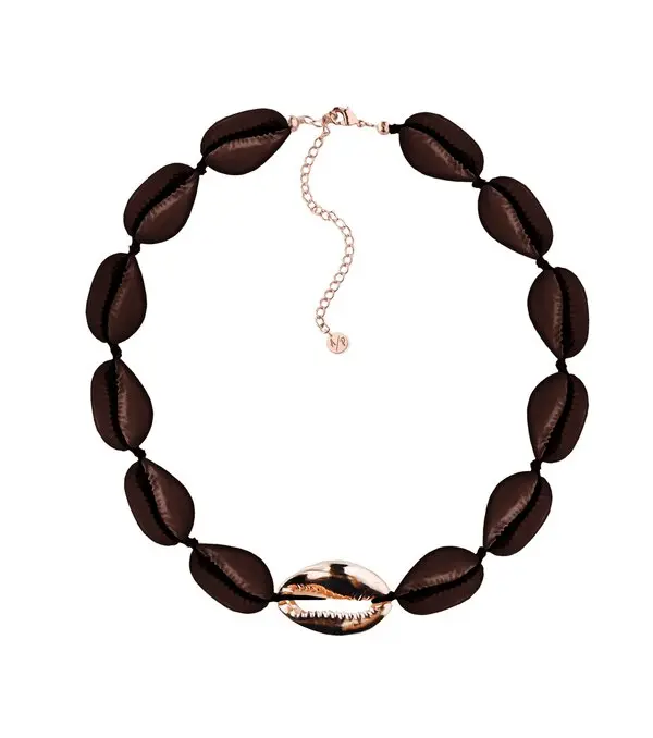 ADRIANA PAPPAS DESIGNS Metal Shell Accent Choker Shiny Rose Gold - Brown