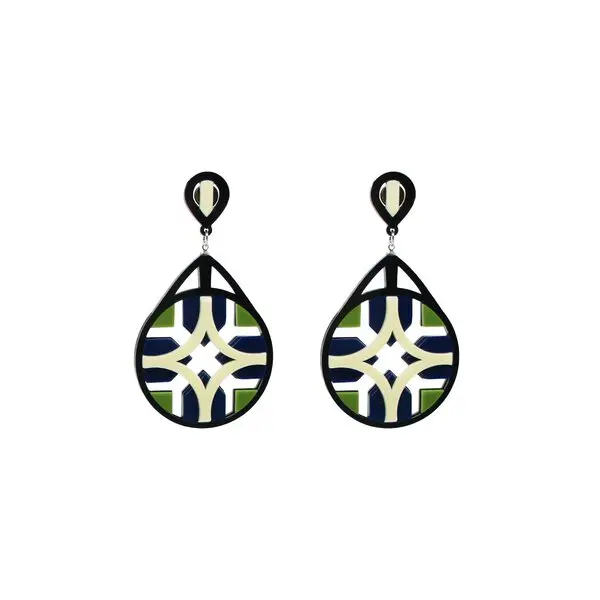GISSA BICALHO Acrylic Handmade Earring Tile - Blue