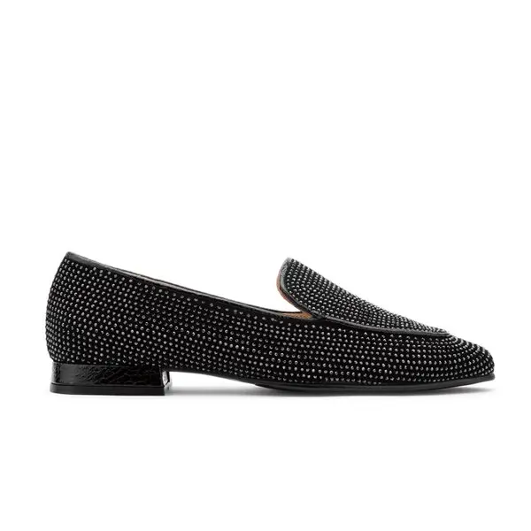 ILVI Himari Suede Leather Loafer With Stones - Black