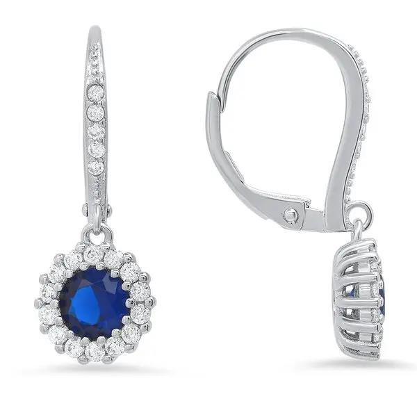 KYLIE HARPER Dangling Sapphire Halo Leverback Earrings In Sterling - Silver