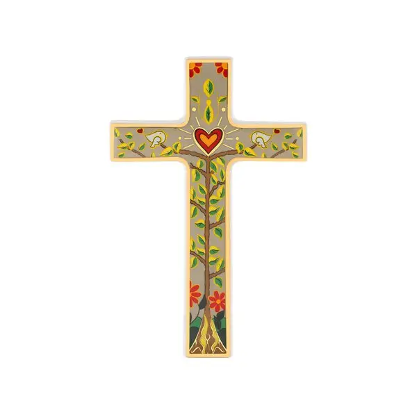 KARMA AND LUCK Wall Cross Decor – Spiritual Protection Home Blessing – Soothing Energy - Green