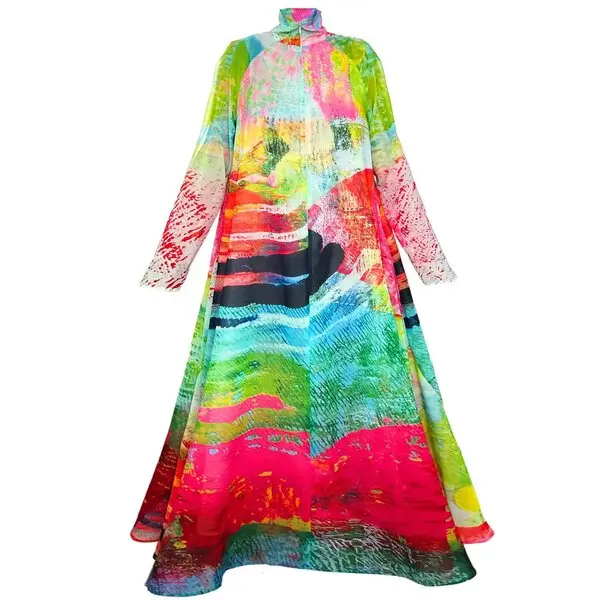 MAXJENNY Green / Red A-shaped Maxi Dress Mother Pink Red Green - Green/red