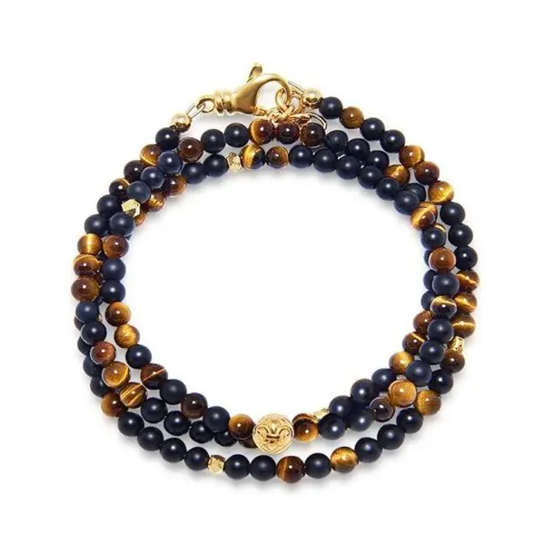 NIALAYA JEWELRY The Mykonos Collection Tiger Eye, Matte Onyx, And Gold - Brown