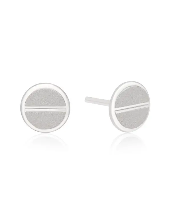 THE JEWELZ Modern Minimalist Sandblast Split-disc Studs - Silver