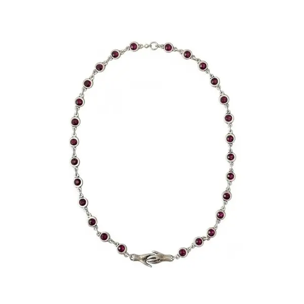 BY VIRGO Silver / Red Velune Necklace - Silver/red