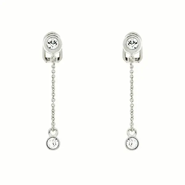 EMMA HOLLAND JEWELLERY Platinum & Crystal Droplet Clip On Earrings - Silver