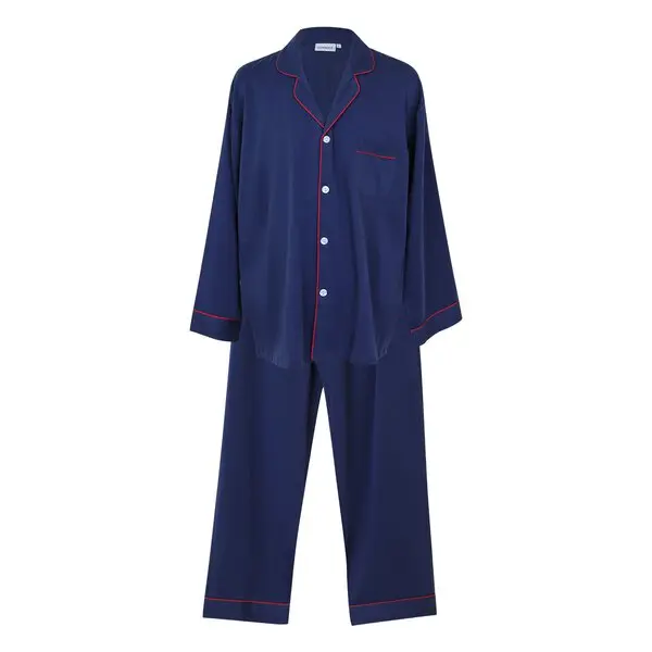LUNALUZ Helen Cotton Long-sleeve Pajama Set - Blue