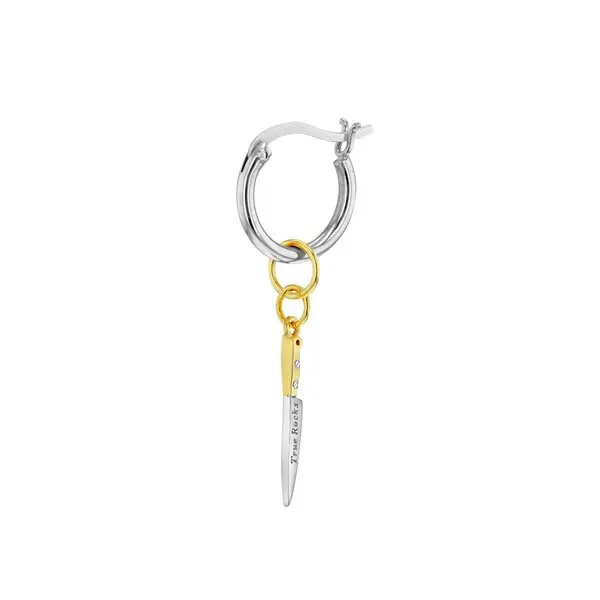 TRUE ROCKS 2tone Gold Knife On Hoop Single - Silver