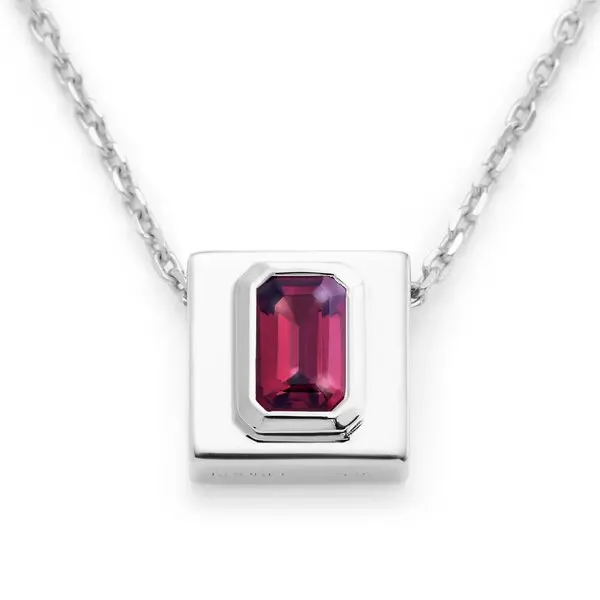 KOUREE Isn't She Lovely' Necklace Pendant Charm Sterling With Rhodolite Garnet - Silver