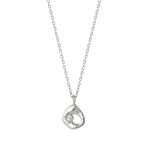 SPERO LONDON Dripping Molten Natural Textured Sterling Authentic Pendant Necklace - Silver