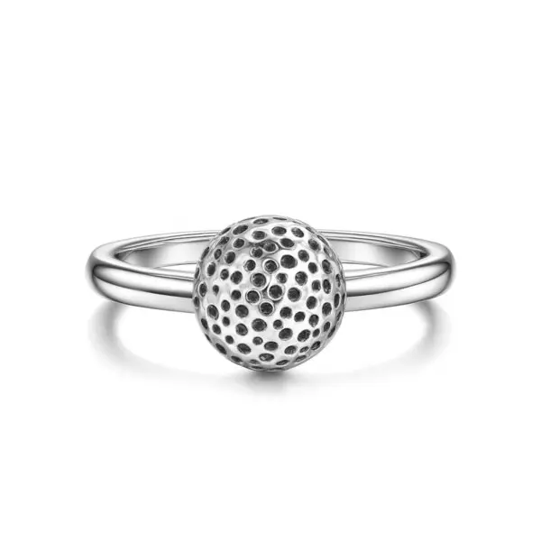 UNALOE Adjustable Sterling Ring With Carved Sphere Handmade Ring - Silver