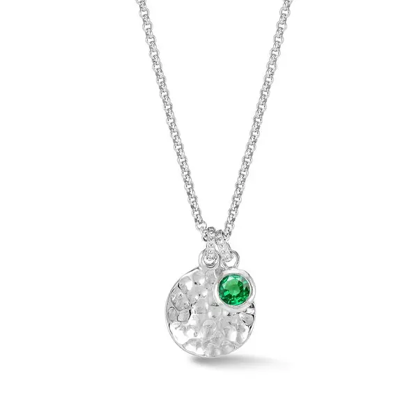 DOWER & HALL Hammered Disc & Green Garnet Array Pendant - Silver