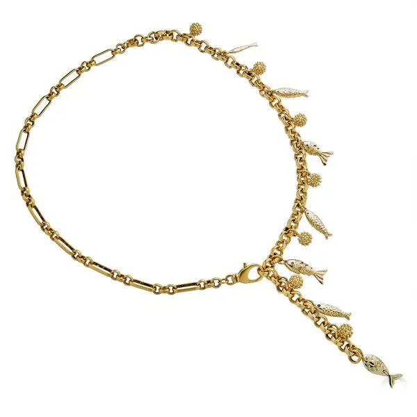 LONI PAUL JEWELRY Fish Charm Convertible Necklace - Gold