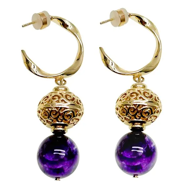 FARRA Amethyst Chunky Hoop Earrings